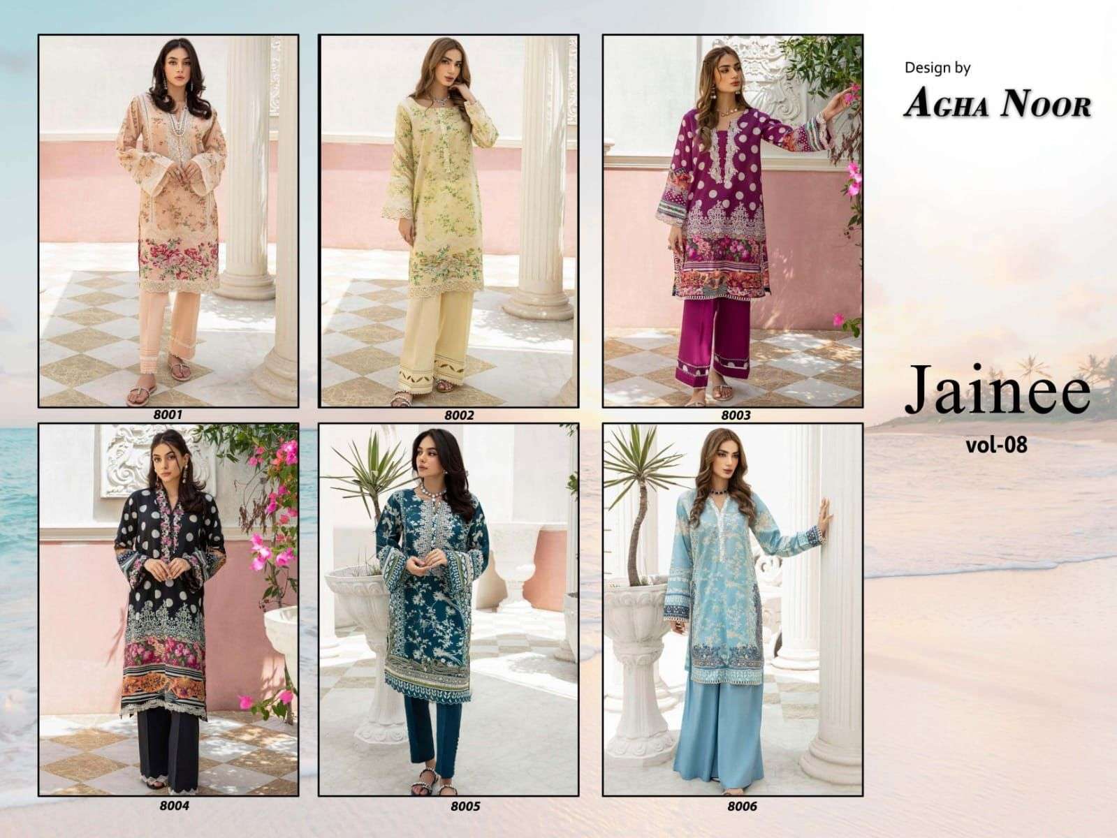 Agha Noor Jainee Vol 8 Luxury Lawn Traditional dress materials